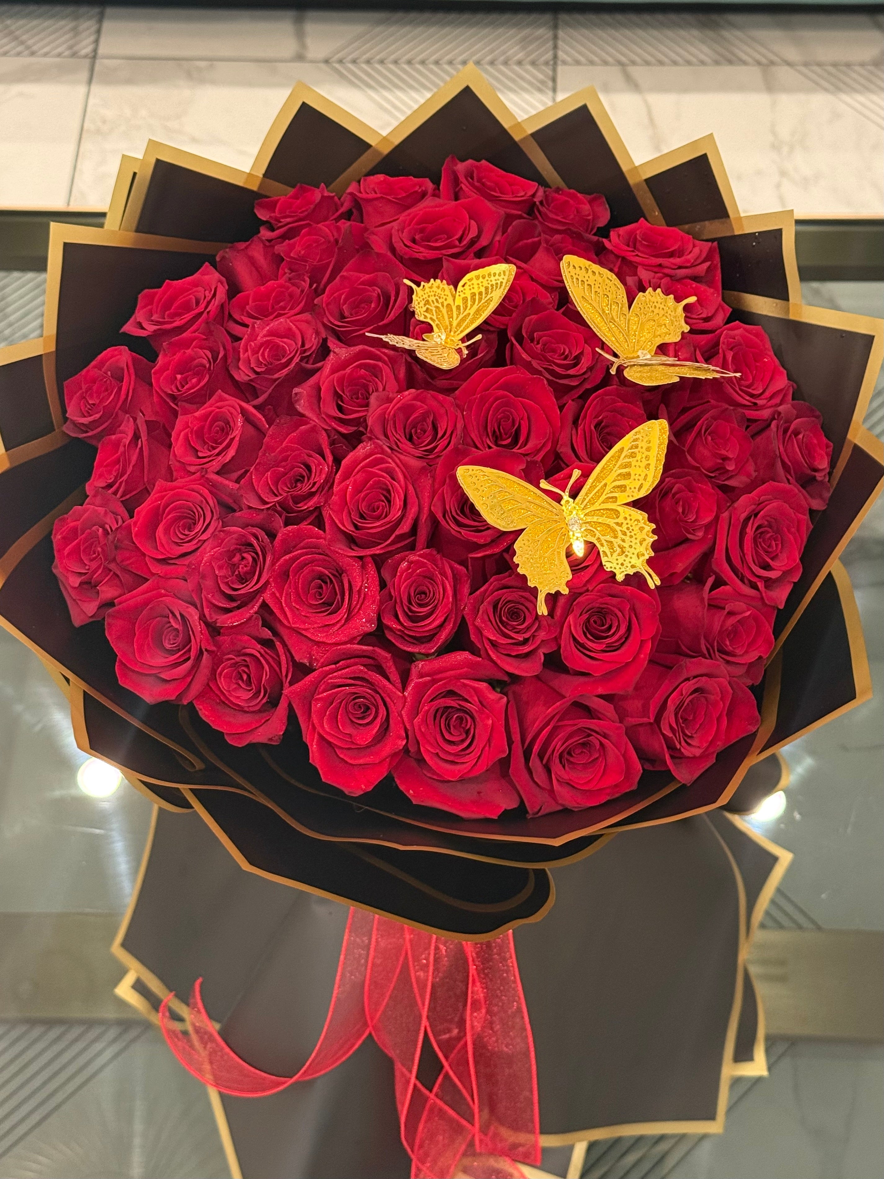 50 Red Premium Roses – Heaven Flowers Miami